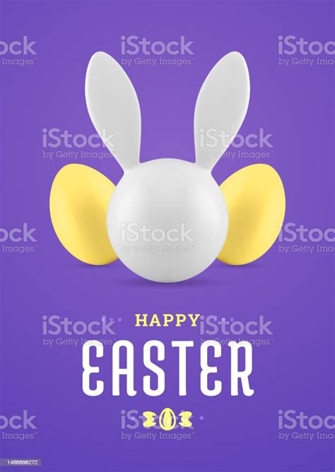 행복 한 부활절 토끼 닭고기 달걀 3d 인사말 카드 휴일 축 하 디자인 서식 파일 현실적인 벡터 일러스트 레이 션 3차원 형태에