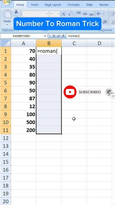 numbers to roman in excel data exceltricks exceltips yutubeshorts tech shorts youtube