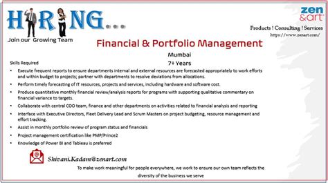 Shivani Kadam On Linkedin Hello Connections We Are Hiring Required Skills Financial And Portfolio