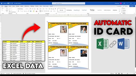 Student Employee Automatic ID Card Using MS Word And MS Excel YouTube