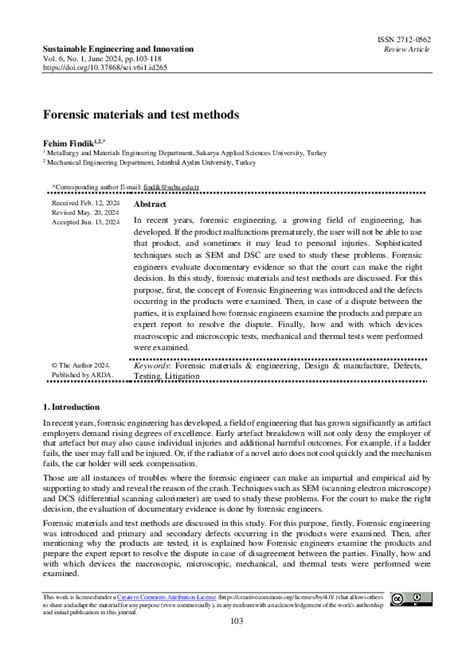 Pdf Forensic Materials And Test Methods