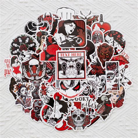 50张哥特恐怖贴纸 恶魔暗红风朋克风惊悚红黑系哥特贴画gothic 阿里巴巴