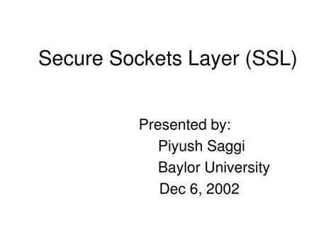 Ppt Secure Sockets Layer Ssl Powerpoint Presentation Free Download