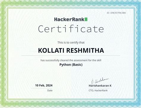 Reshmitha Kollati On Linkedin Hackerrank Hackerrankcertified