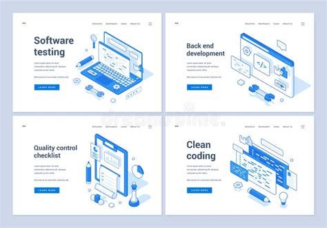 Web Banners For Programming And Coding Industry Stock Vector Illustration Of Application