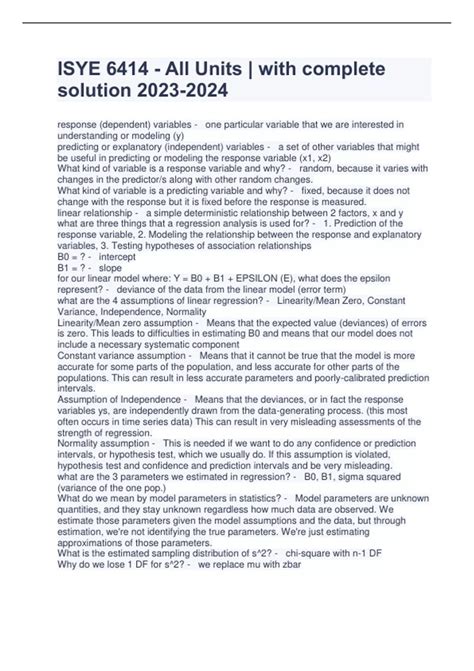 Isye 6414 All Units With Complete Solution Isye 6414 Stuvia Us