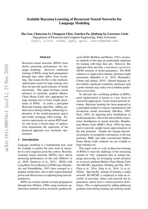Pdf Scalable Bayesian Learning Of Recurrent Neural Networks For Language Modeling