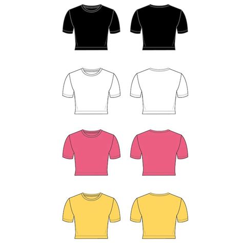Crop Top Fashion Flat Templates Technical Drawings Fashion Cad Designs For Adobe Illustrator