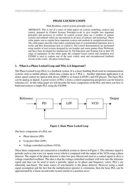 Pdf Phase Locked Loops