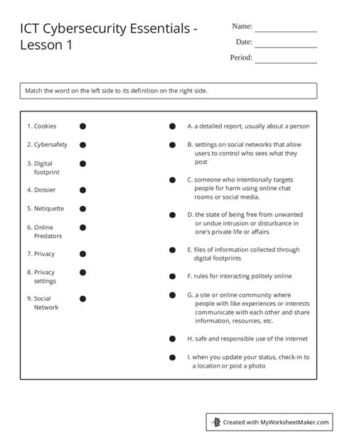 Ict Cybersecurity Essentials Lesson 1 My Worksheet Maker Create Your Own Worksheets