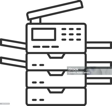 오픈 용지 트레이 개념 벡터 아이콘 디자인 오프셋 인쇄 기호 디지털 프린터 서비스 표지판 Cmyk 컬러 인쇄 장비 스톡 일러스트레이션을 갖춘 다기능 프린터 및 복사기 0명에