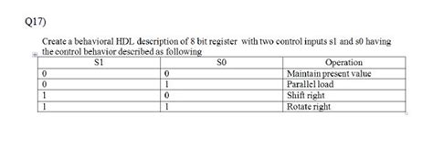 solved create a behavioral hdl description of 8 bit register