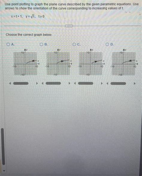 Solved Use Point Plotting To Graph The Plane Curve Described