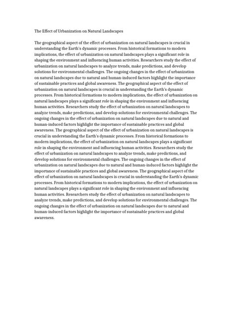The Effect Of Urbanization On Natural Landscapes Pdf Landscape