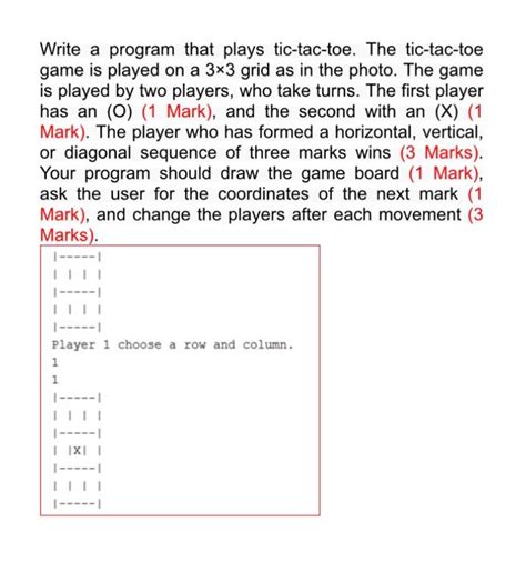 Solved Write A Program That Plays Tic Tac Toe The