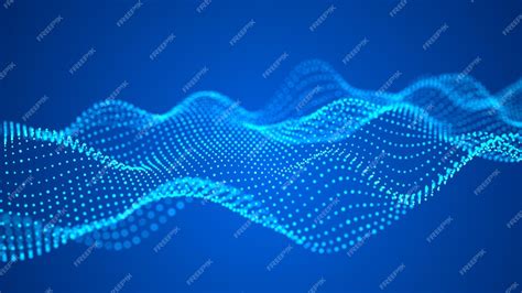 Premium Photo Digital Dynamic Wave Of Particles Abstract Blue Futuristic Background Big Data