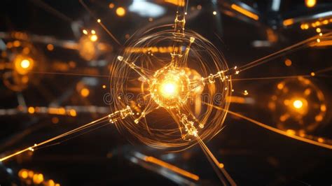 Realistic Visualization Of A Futuristic Quantum Computer With Glowing