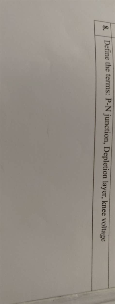 Define The Terms P N Junction Depletion Layer Knee Voltage Filo