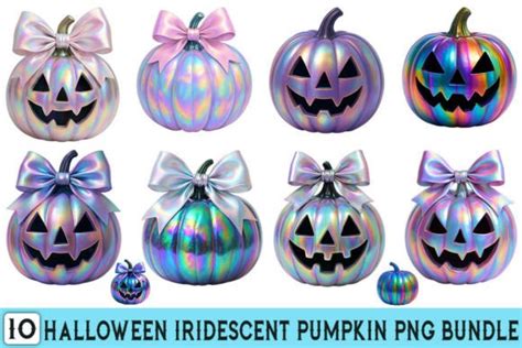 Halloween Iridescent Pumpkin Png Bundle Graphic By Trendycreative · Creative Fabrica