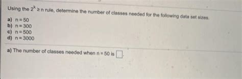 solved using the 2k n rule determine the number of classes