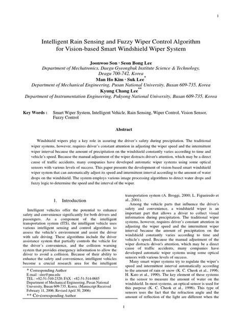 intelligent rain sensing and fuzzy wiper control algorithm for vision