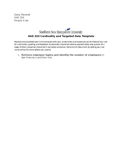 Dad 220 Cardinality And Targeted Data Template Daisy Marshall Dad 220