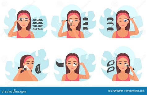 How To Use Makeup Stencil Tutorial And Infographic Set Female Model