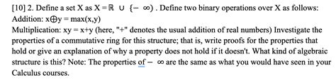 Solved 10 2 Define A Set X As X R Define Two Binary Chegg Com