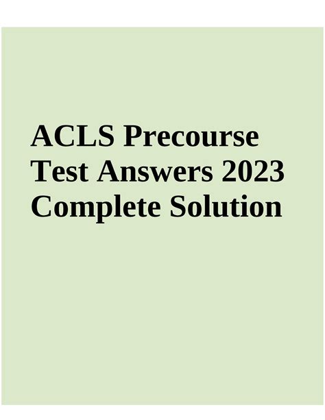 SOLUTION Acls Precourse Test Answers Studypool
