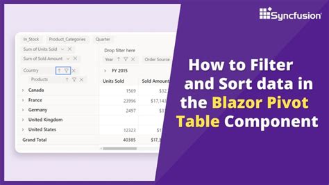 Syncfusion On Linkedin How To Filter And Sort Data In The Blazor Pivot Table Component