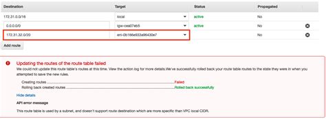 understanding the aws vpc route table limitations for more specific