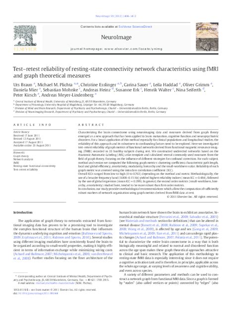 Pdf Testretest Reliability Of Resting State Connectivity Network
