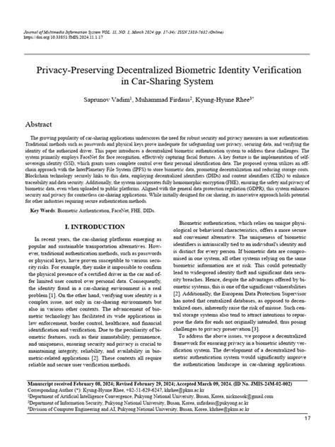 privacy preserving decentralized biometric identity verification in car