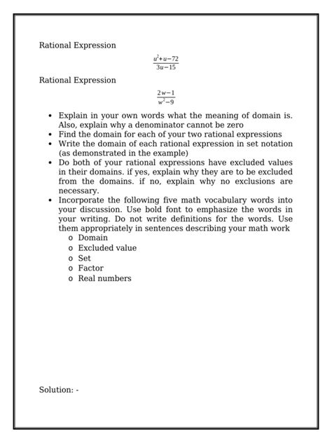 Algebra Discussion Rational Expression Pdf Function Mathematics Numbers