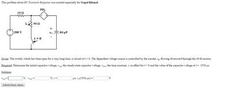 Solved This Problem About RC Transient Response Was Created Chegg Com