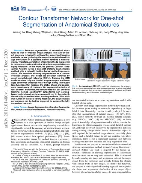 Pdf Contour Transformer Network For One Shot Segmentation Of Anatomical Structures