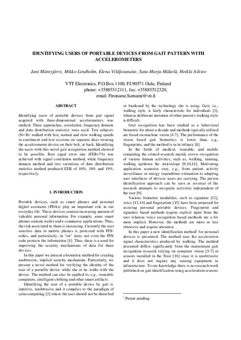 Pdf Identifying Users Of Portable Devices From Gait Pattern With Accelerometers