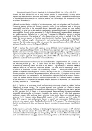 MINING PATTERNS OF SEQUENTIAL MALICIOUS APIS TO DETECT MALWARE PDF Operating Systems
