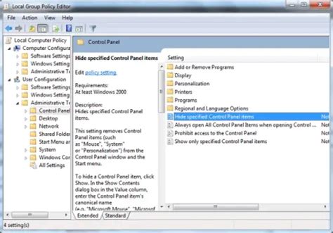 Hide Show Add Remove Control Panel Applets In Windows