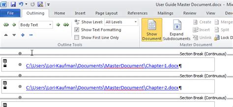 Create Master Document In Word 2010 From Many Word Files