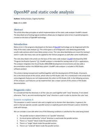 OpenMP And Static Code Analysis PDF