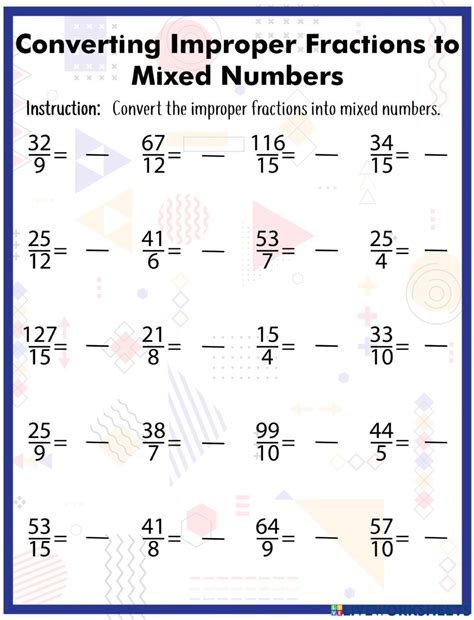 Convert Improper Fractions To Mixed Numbers