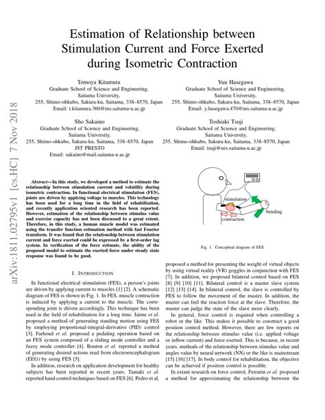 PDF Estimation Of Relationship Between Stimulation Current And Force Exerted During Isometric