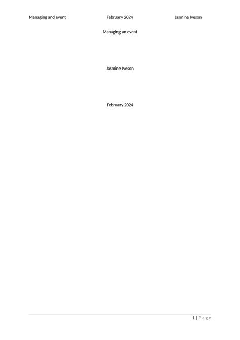 assignment event managing an event jasmine iveson february 2024