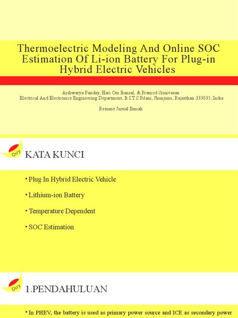 Resume 1 Thermoelectric Modeling And Online Soc Estimation Of Li Ion