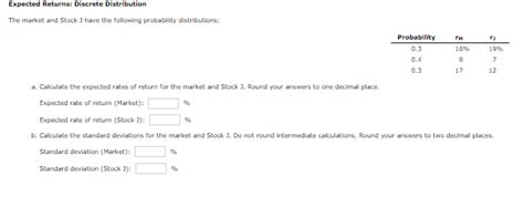Solved Expected Returns Discrete Distribution The Market