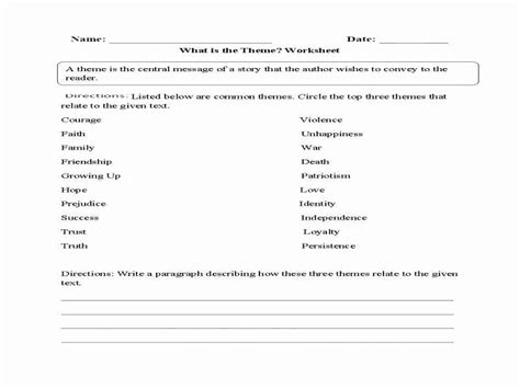 Identifying Theme Worksheet Best Of Identifying Theme Worksheets Simple Template Design