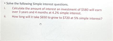 Solved Solve The Following Simple Interest Questions I