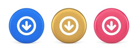 Premium Vector Down Arrow Circle Frame Button Web Interface Pointer Navigation App 3d