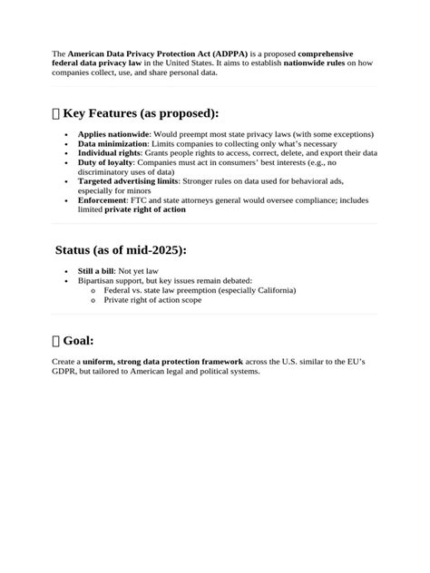 American Data Privacy Protection Act Overview Pdf